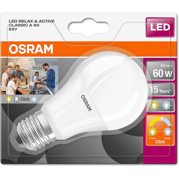 Bec LED OSRAM Relax&Active, E27, 8W, 806 lm, lumina alba