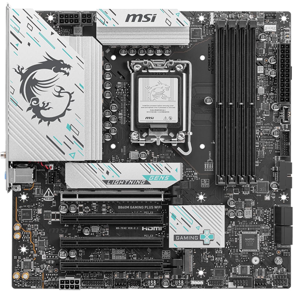 Placa de baza MSI B860M GAMING PLUS WIFI, Socket 1851, mATX, Wi-Fi