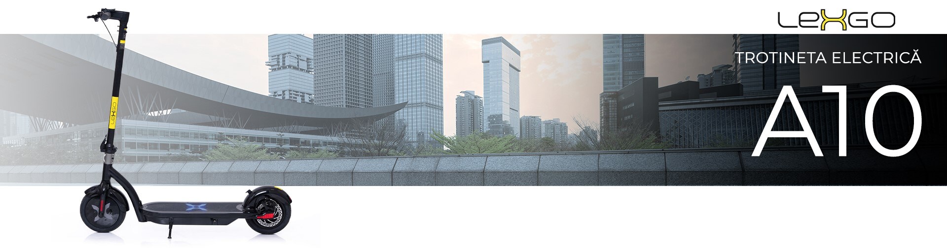 Trotineta electrica FREEWHEEL LexGo A10, 10 inch, pliabila, negru