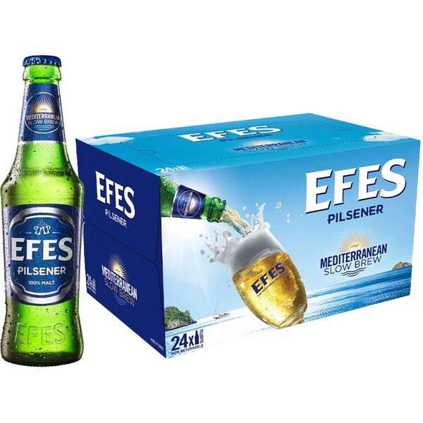 Bere blonda Efes Pilsner bax 0.33L x 24 sticle