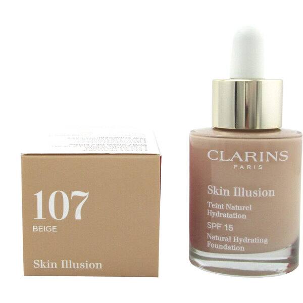 Fond de ten CLARINS Skin Illusion Natural Hydrating SPF 15, 107 Beige, 30ml