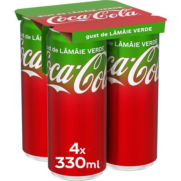 Bautura racoritoare carbogazoasa COCA-COLA Lamaie verde bax 0.33L x 4 doze