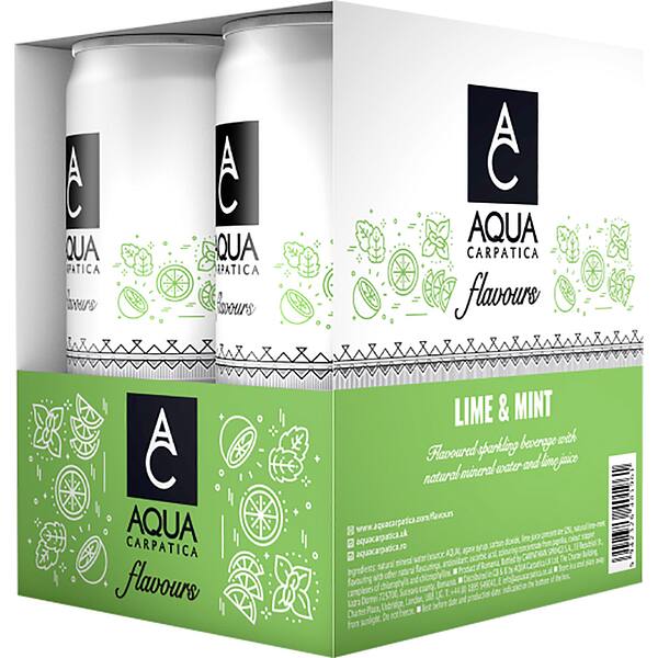 Apa minerala AQUA CARPATICA Lime&Menta bax 0.33L x 4 doze
