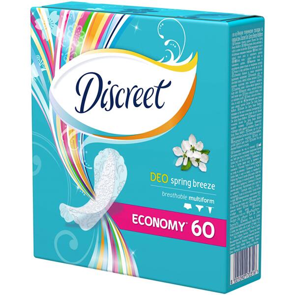 Absorbante zilnice DISCREET Deo Spring Breeze, 60buc