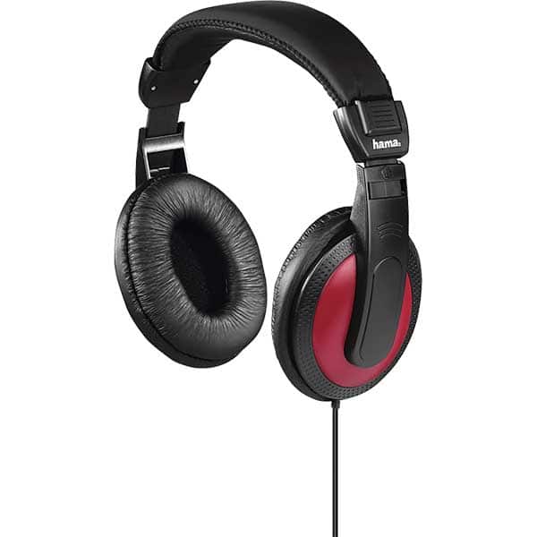Casti HAMA Basic4Music 184012, Cu fir, Over-ear, negru-rosu