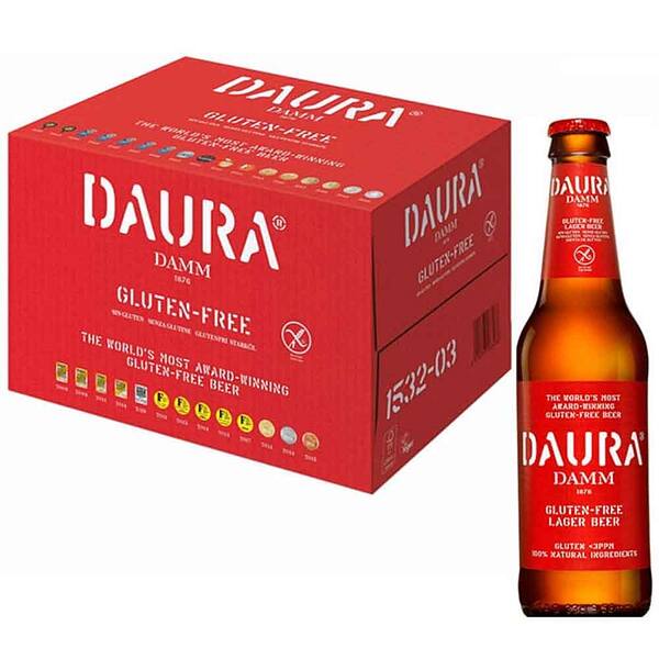 Bere blonda Daura Damm Beer bax 0.33L x 24 sticle