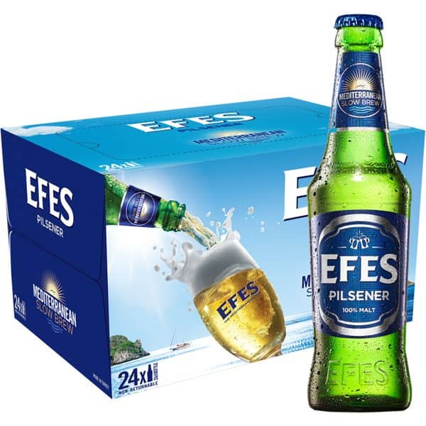 Bere blonda Efes Pilsner bax 0.33L x 24 sticle