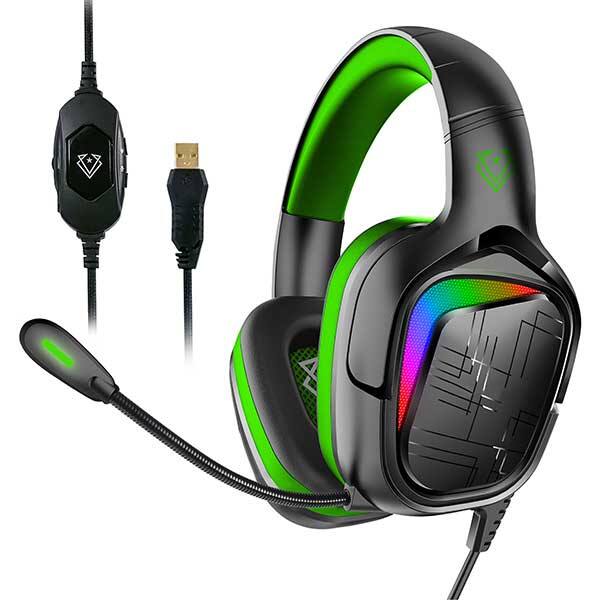 Casti Gaming VERTUX Miami, multiplatforma, USB, verde