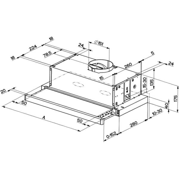 Hota incorporabila telescopica FRANKE FTC 612 XS, 1 motor, 420 m3/h, L 60 cm, inox