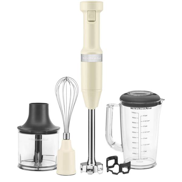 Mixer vertical KITCHENAID 5KHBV83EAC, 1l, 180W, viteza variabila, crem ...