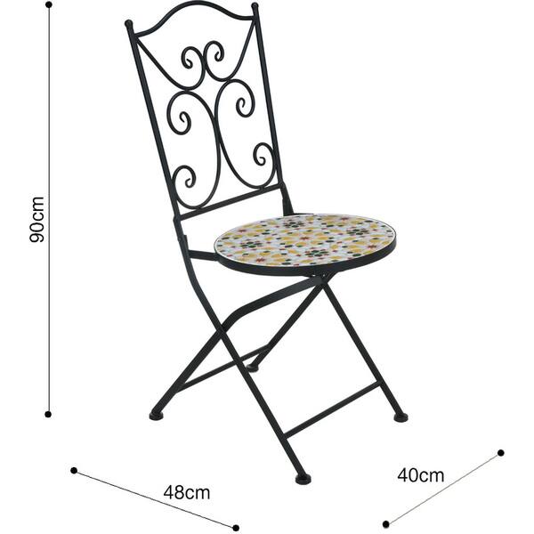 Scaun terasa AMBIANCE Bistro Mosaic Retro, metal, 38 x 38 x 90 cm ...