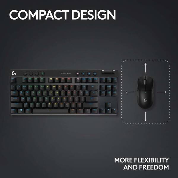 Tastatura Gaming Wireless mecanica LOGITECH G PRO X TKL TACTILE LIGHTSPEED Wireless, Layout US ...