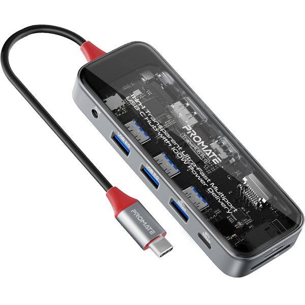 Hub USB Type-C 9 in 1 PROMATE TransHub-Go, USB 3.0, HDMI, RJ-45, SD ...